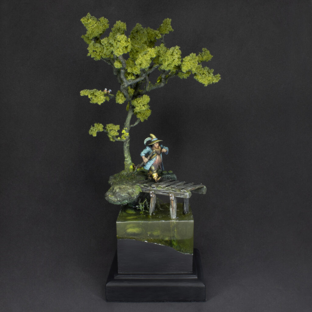Hand Built Diorama with painted figure of Tom Bombadil