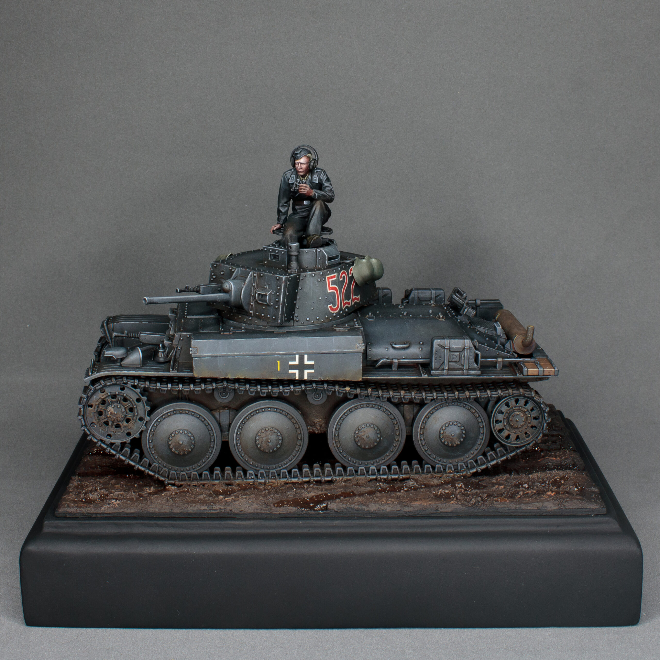 Panzerkampfwagen 38t. Panzer tank Scale Model on Diorama
